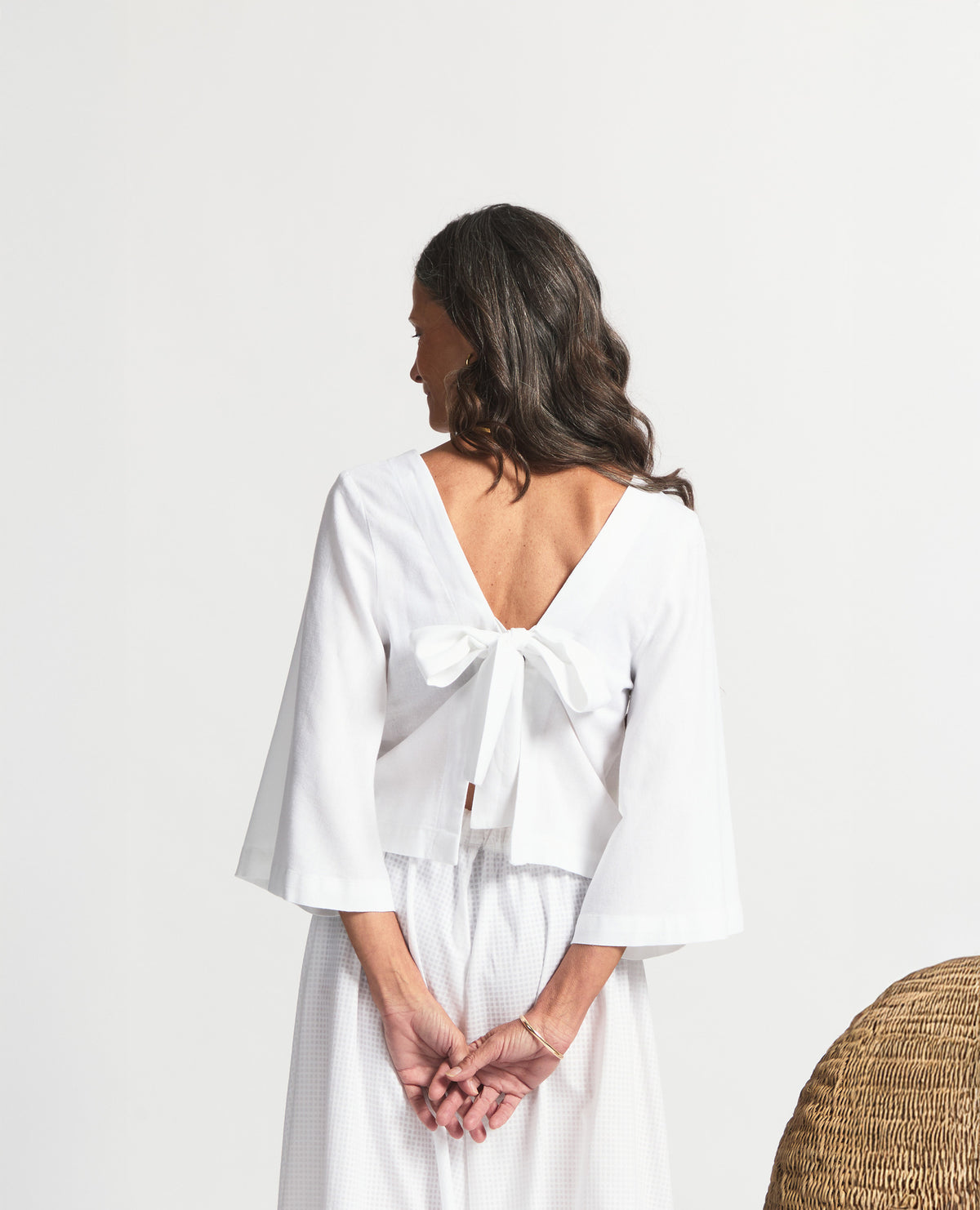 Dione | Three Quarter Flare Sleeve | White | Sitting Pretty