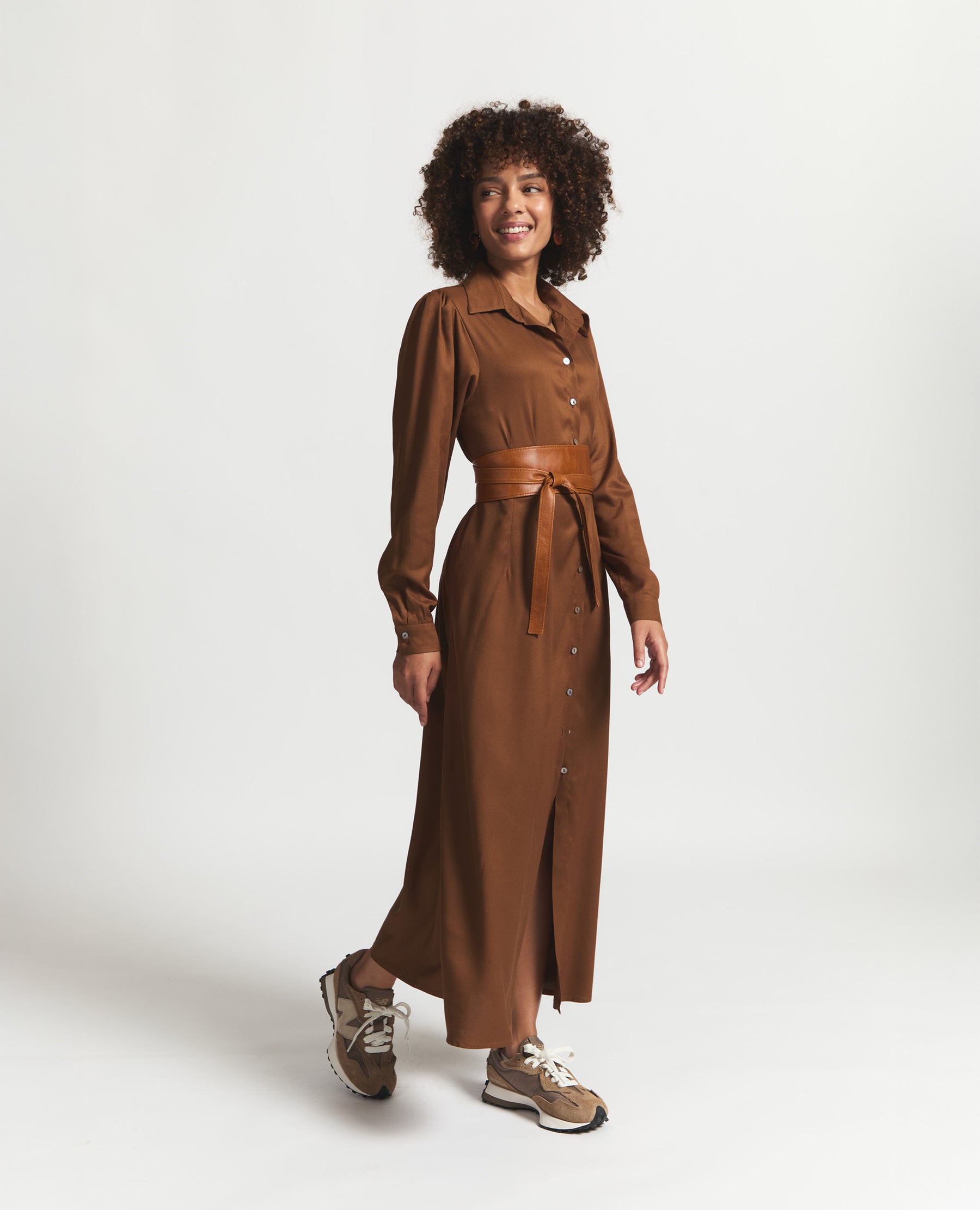 Lex | Maxi Dress with Collar and Cuff | Chocolate, Black | Sitting Pretty